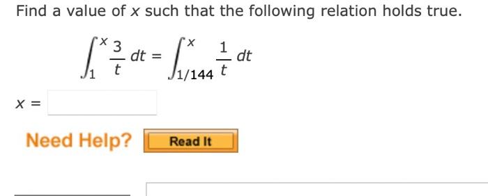 Solved Find a value of x such that the following relation | Chegg.com