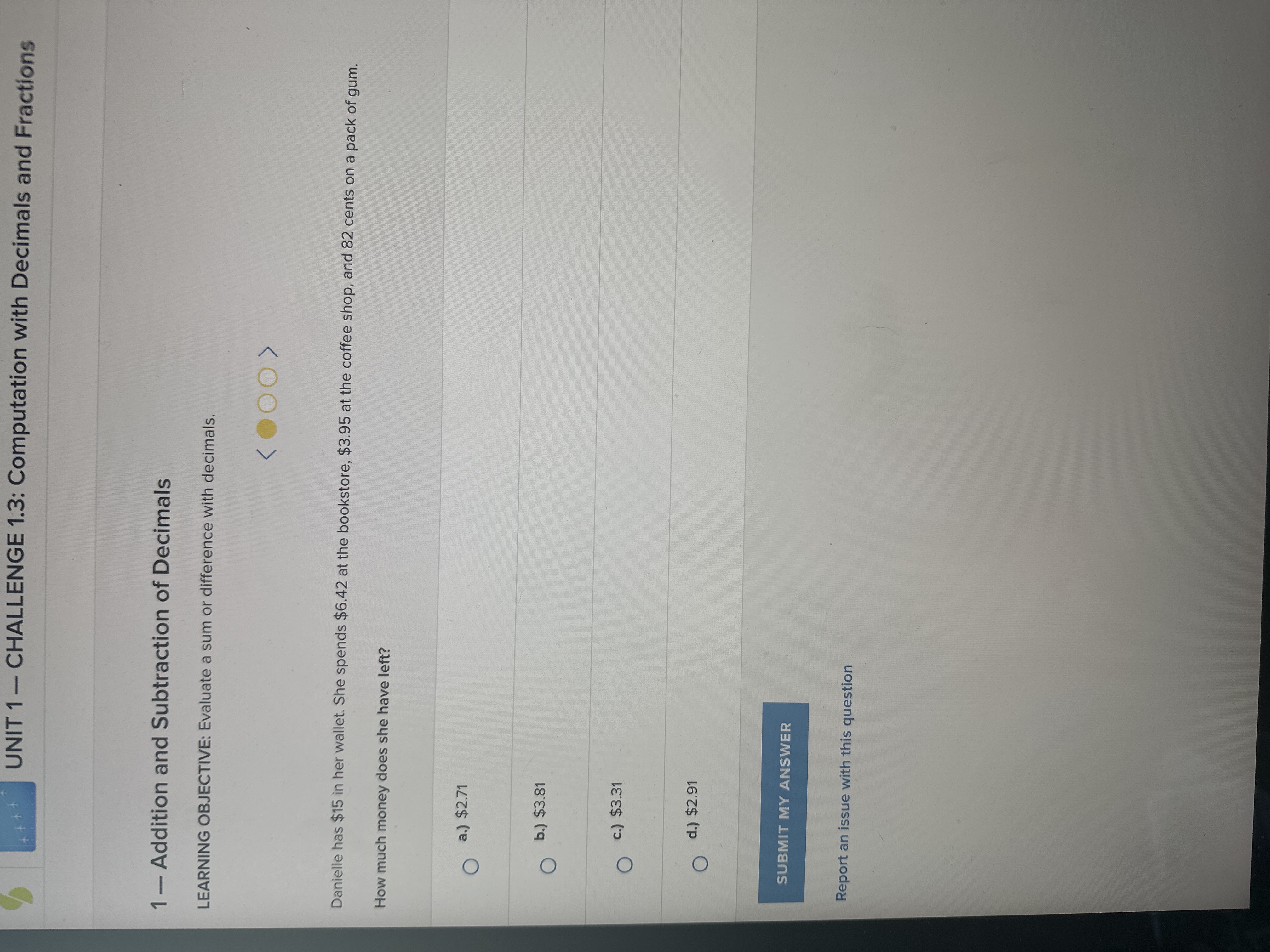 Solved 1 - ﻿Addition and Subtraction of DecimalsLEARNING | Chegg.com