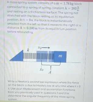 Solved A mass-spring system consists of a m=1.76kg ﻿black | Chegg.com