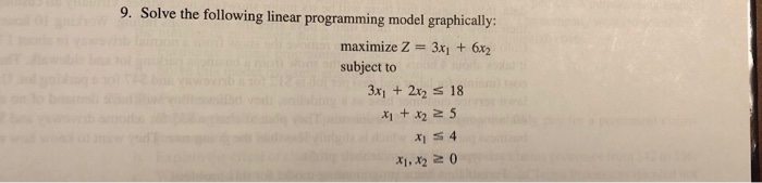 Solved 9. Solve the following linear programming model | Chegg.com