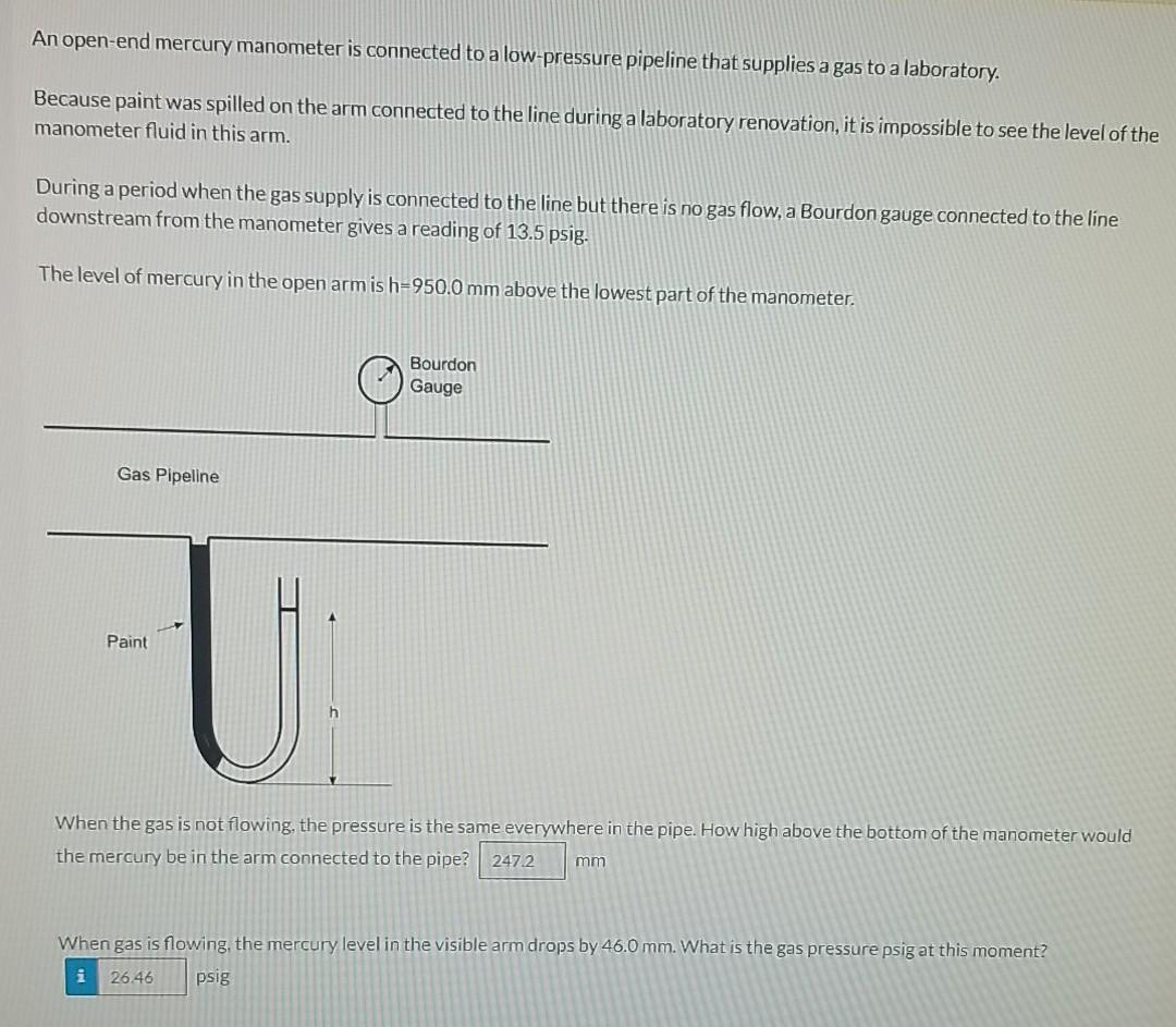 Solved An open-end mercury manometer is connected to a | Chegg.com