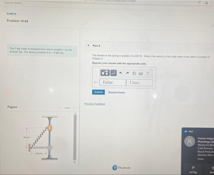 Solved The 5−kg collar is released from rest in poeition 1 | Chegg.com