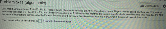 Solved Problem 5-11 (algorithmic) Question Help Last month | Chegg.com