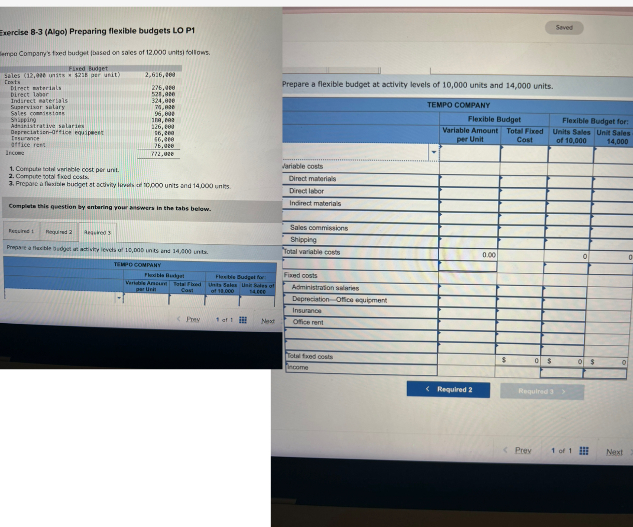 Solved Exercise 8-3 (Algo) ﻿Preparing flexible budgets LO | Chegg.com