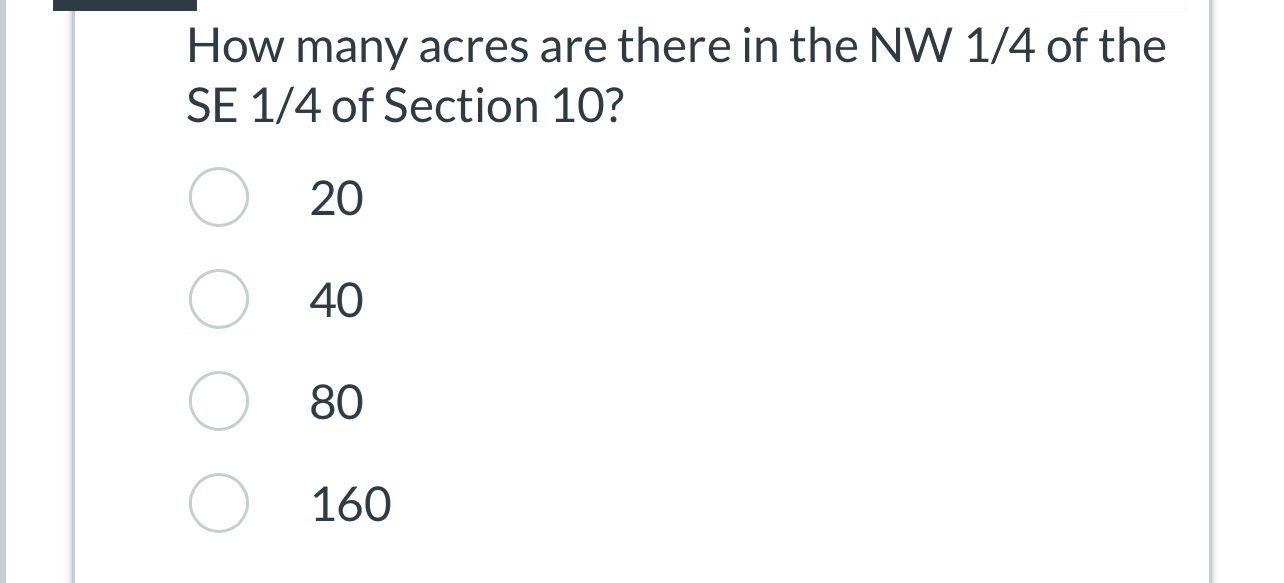 Solved How many acres are there in the NW 14 ﻿of the SE 1/4 | Chegg.com