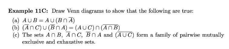 Solved Example 11C: Draw Venn diagrams to show that the | Chegg.com