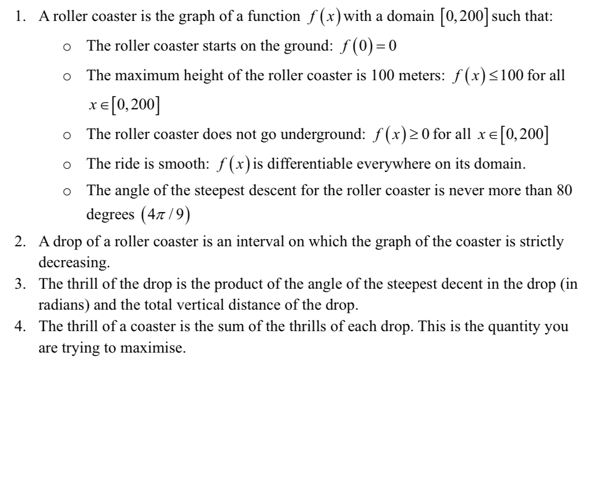 Solved A roller coaster is the graph of a function f(x) | Chegg.com