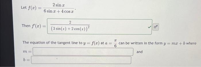 Solved Let f(x)=6sinx+4cosx2sinx. Then | Chegg.com