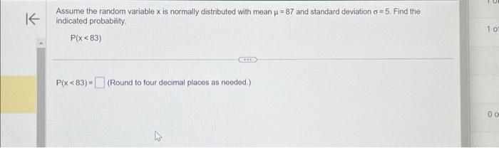 Solved Assume the random variable x is normally distributed | Chegg.com