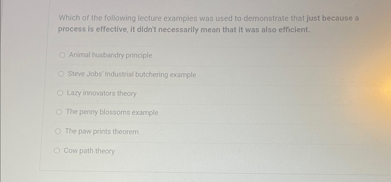 Solved Which of the following lecture examples was used to | Chegg.com