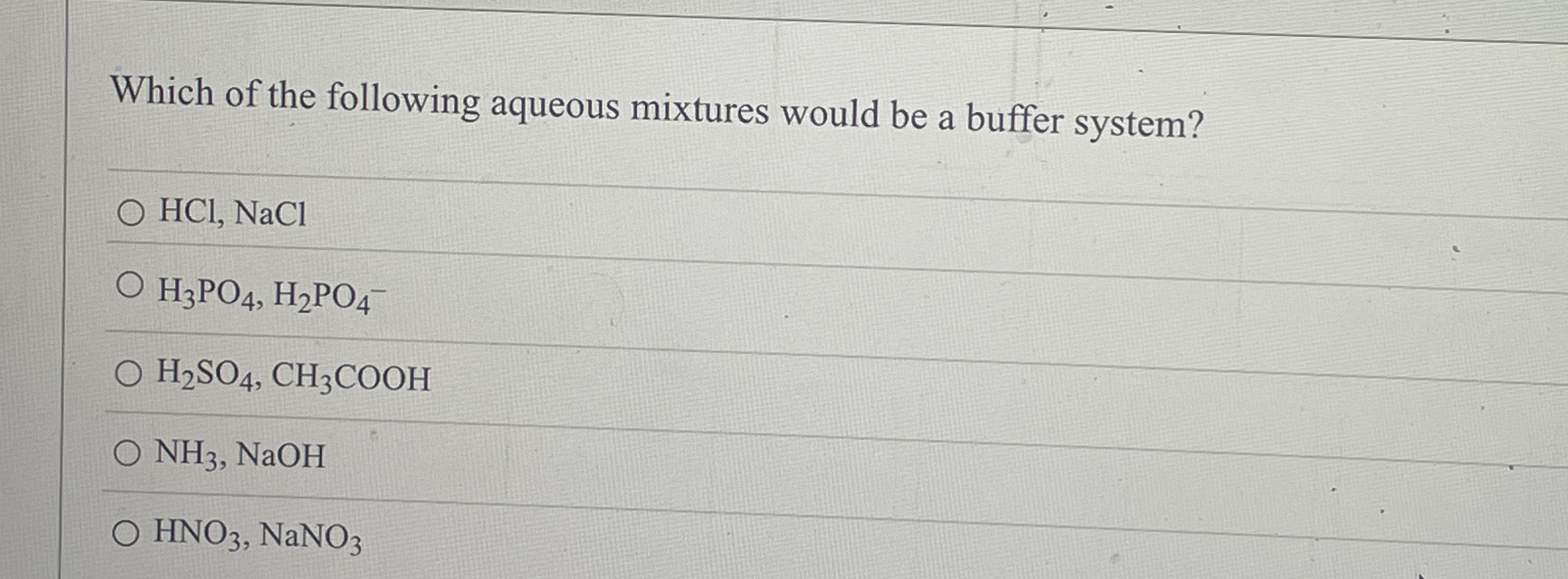 Solved Which of the following aqueous mixtures would be a | Chegg.com