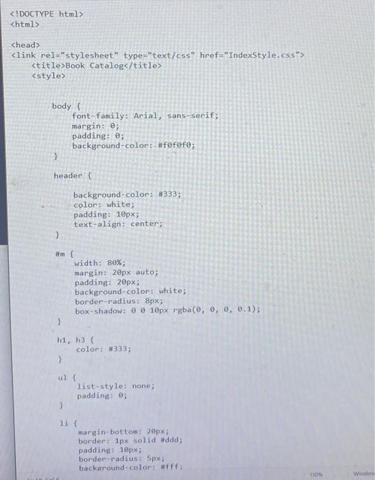 Solved Book Listmargin-bottom: 20px, borden: 1px-5olid IIdd | Chegg.com