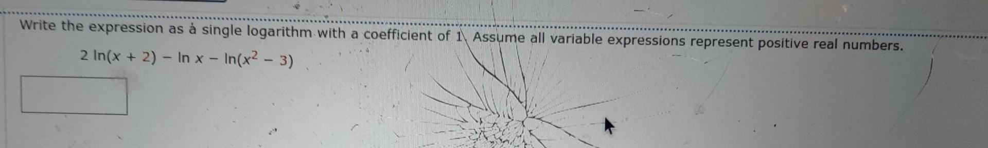 Solved 2ln(x+2)−lnx−ln(x2−3) | Chegg.com