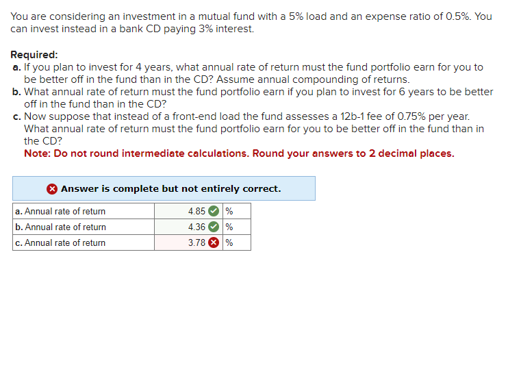 Solved You are considering an investment in a mutual fund | Chegg.com