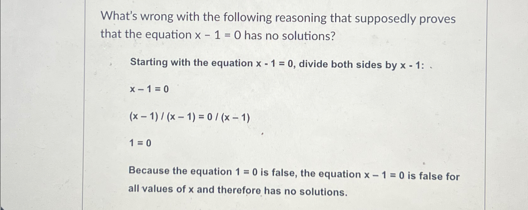 Solved What's wrong with the following reasoning that | Chegg.com