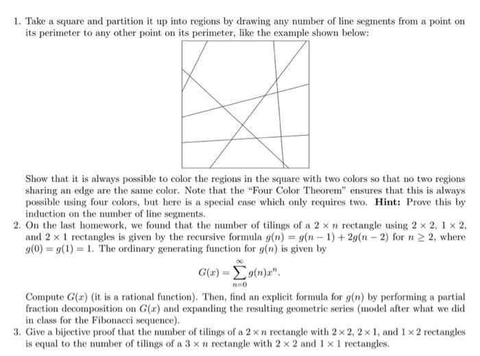 Solved 1. Take a square and partition it up into regions by | Chegg.com
