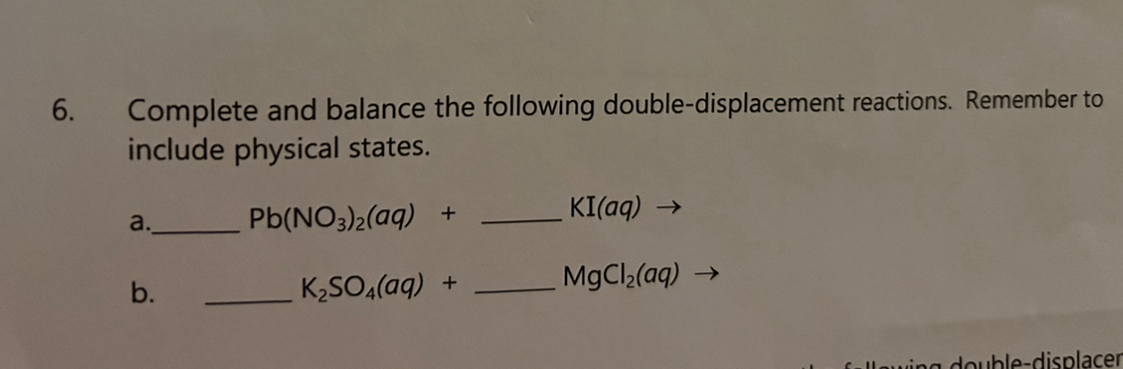 Solved Complete and balance the following | Chegg.com
