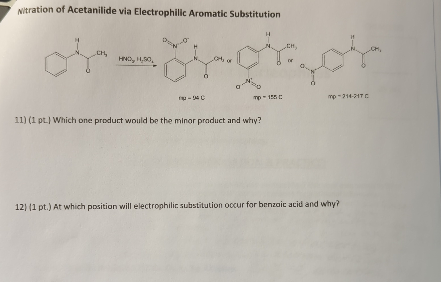Solved Nitration of Acetanilide via Electrophilic Aromatic | Chegg.com