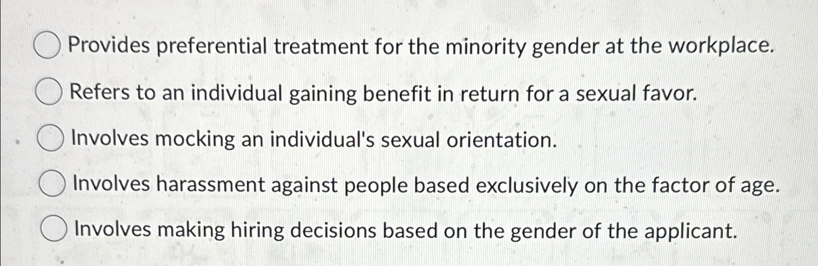 Solved Provides preferential treatment for the minority | Chegg.com