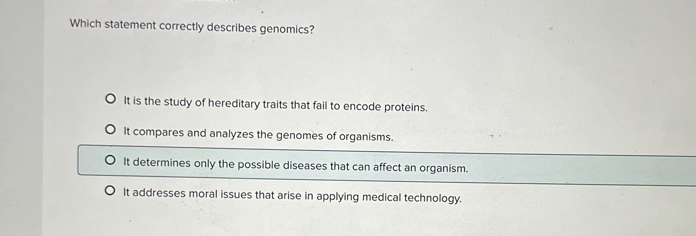 Solved Which statement correctly describes genomics?It is | Chegg.com