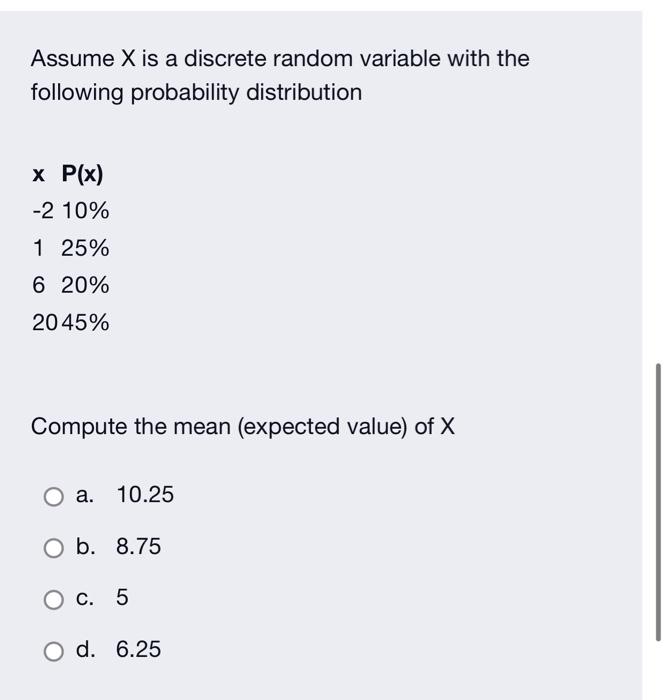 Solved Assume X is a discrete random variable with the | Chegg.com