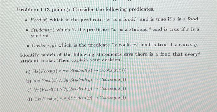 Solved Problem 1 (3 points): Consider the following | Chegg.com