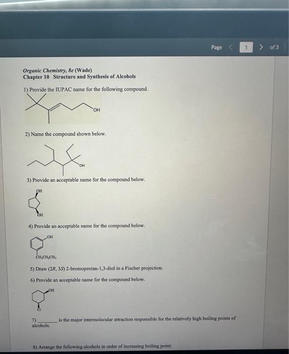 Solved Organic Chemistry, 8e (Wade) Chapter 10 Structure and | Chegg.com