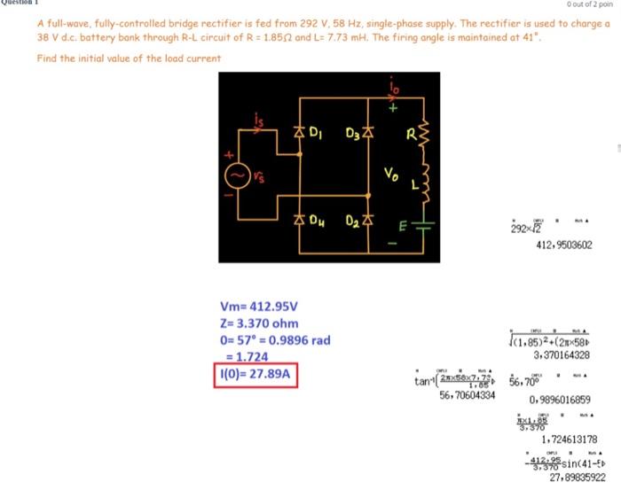 Solved A full-wave, fully-controlled bridge rectifier is fed | Chegg.com