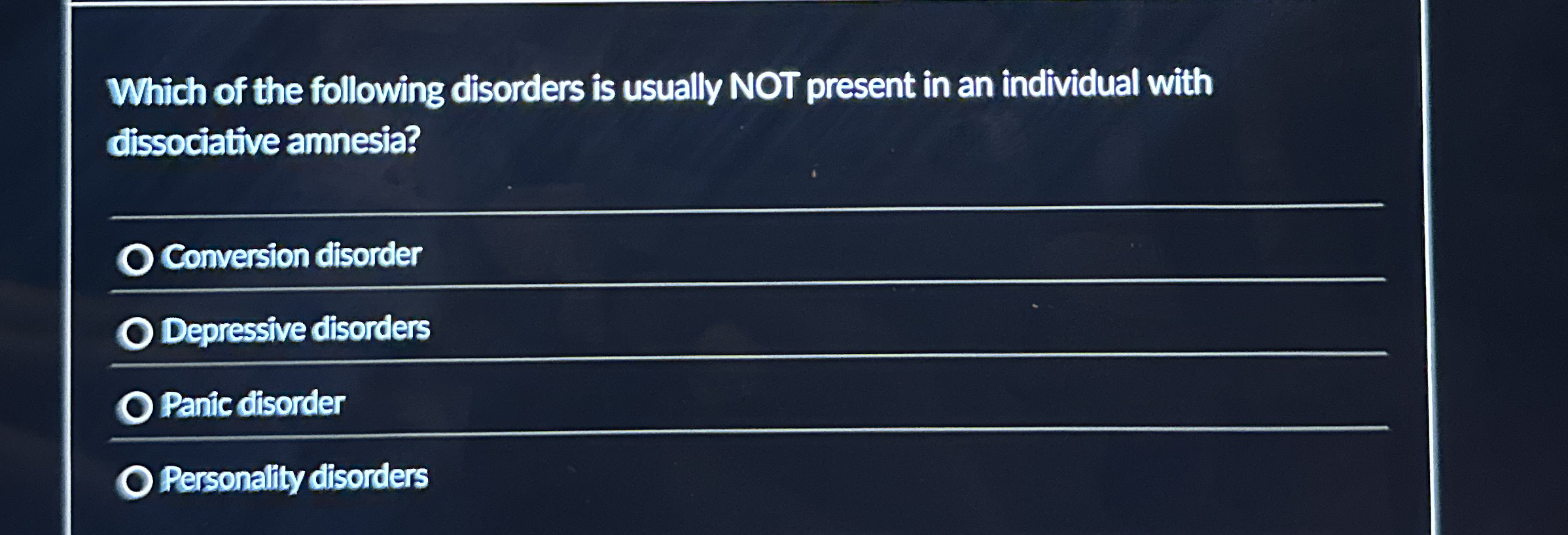 Which of the following disorders is usually NOT | Chegg.com