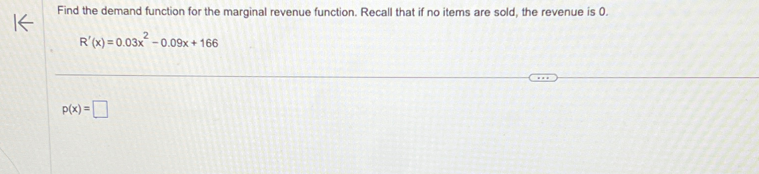 Solved Find the demand function for the marginal revenue | Chegg.com