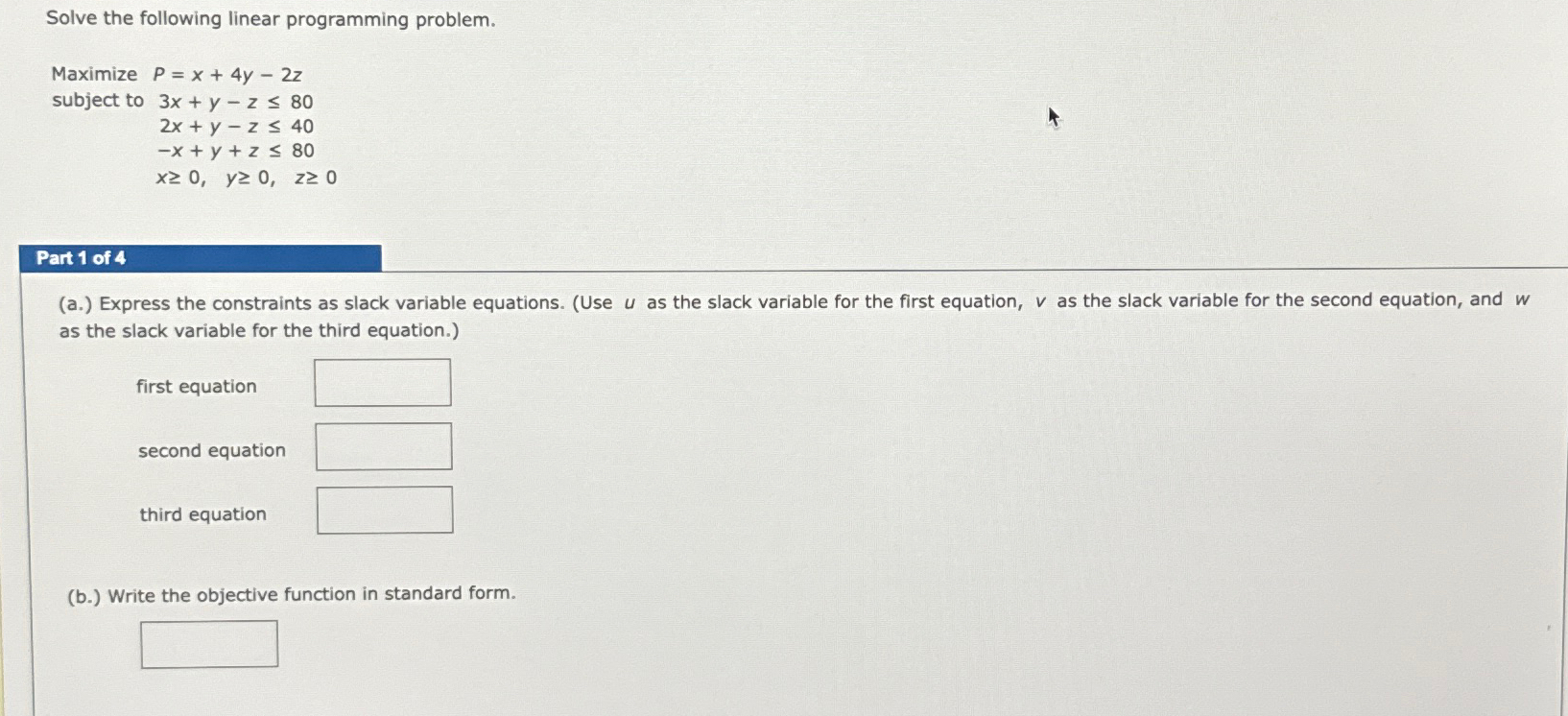 Solved Solve the following linear programming problem. | Chegg.com