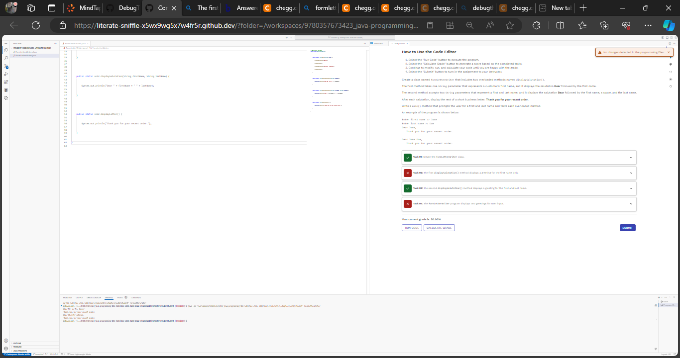 Task 01: Create the FormLetterWriter class.Task 02: | Chegg.com