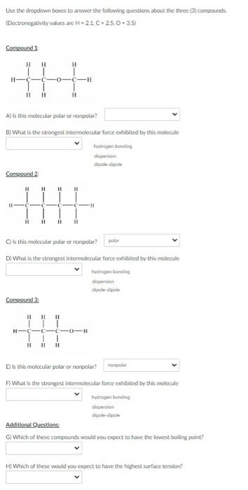 Solved Use the dropdown boxes to answer the following | Chegg.com