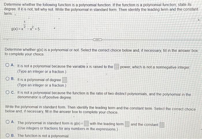 Solved Determine whether the following function is a | Chegg.com