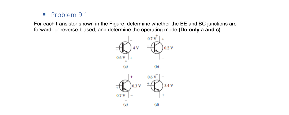 Solved - ﻿Problem 9.1For each transistor shown in the | Chegg.com