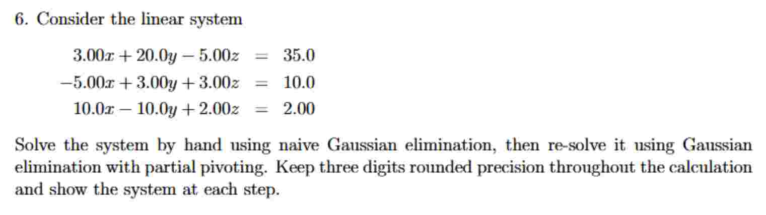 Solved Consider the linear | Chegg.com