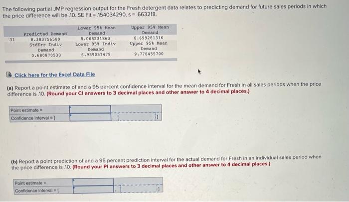 Solved The following partial JMP regression output for the | Chegg.com