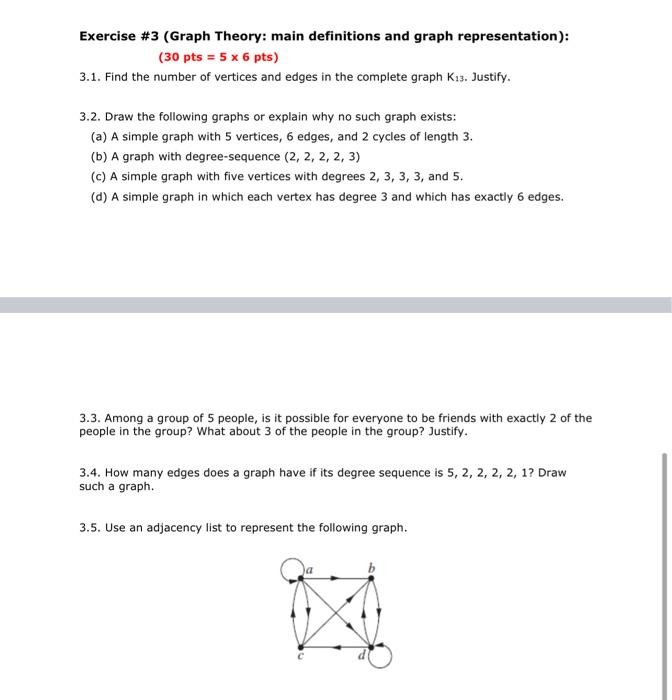 Solved Exercise #3 (Graph Theory: main definitions and graph | Chegg.com