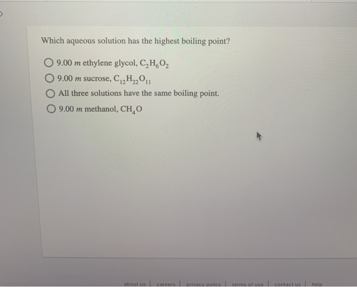 Solved Which aqueous solution has the highest boiling point? | Chegg.com