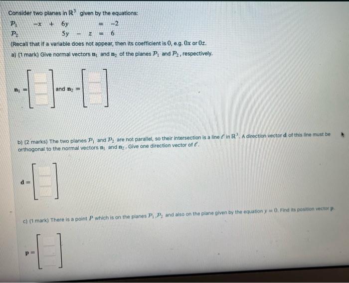 Solved Consider two planes in R3 given by the equations: | Chegg.com