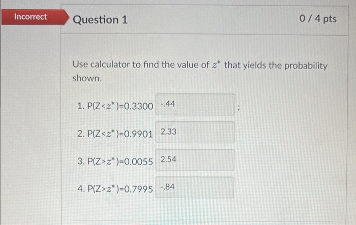 Solved Use calculator to find the value of z∗ that yields | Chegg.com