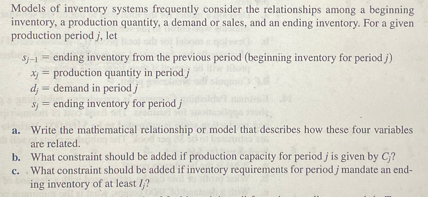 Solved Models of inventory systems frequently consider the | Chegg.com