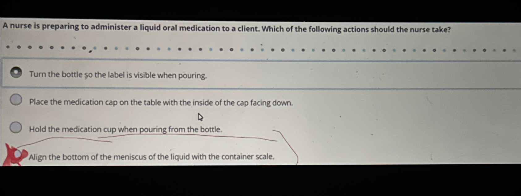 Solved A nurse is preparing to administer a liquid oral | Chegg.com