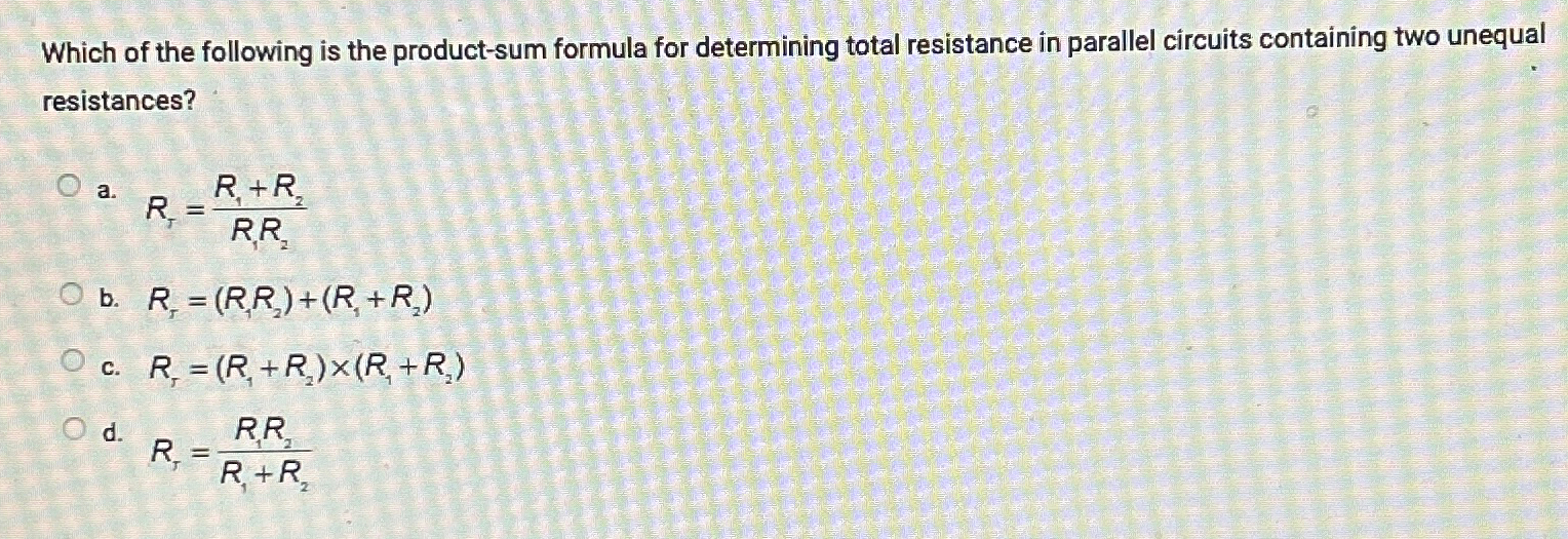 Solved Which of the following is the product-sum formula for | Chegg.com