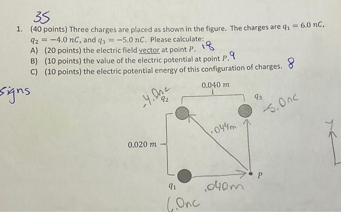 Solved 1. ( 40 points) Three charges are placed as shown in | Chegg.com Solved 1. ( 40 points) Three charges are placed as shown in | Chegg.com