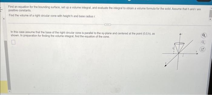 Solved Find an equation for the bounding surface, set up a | Chegg.com
