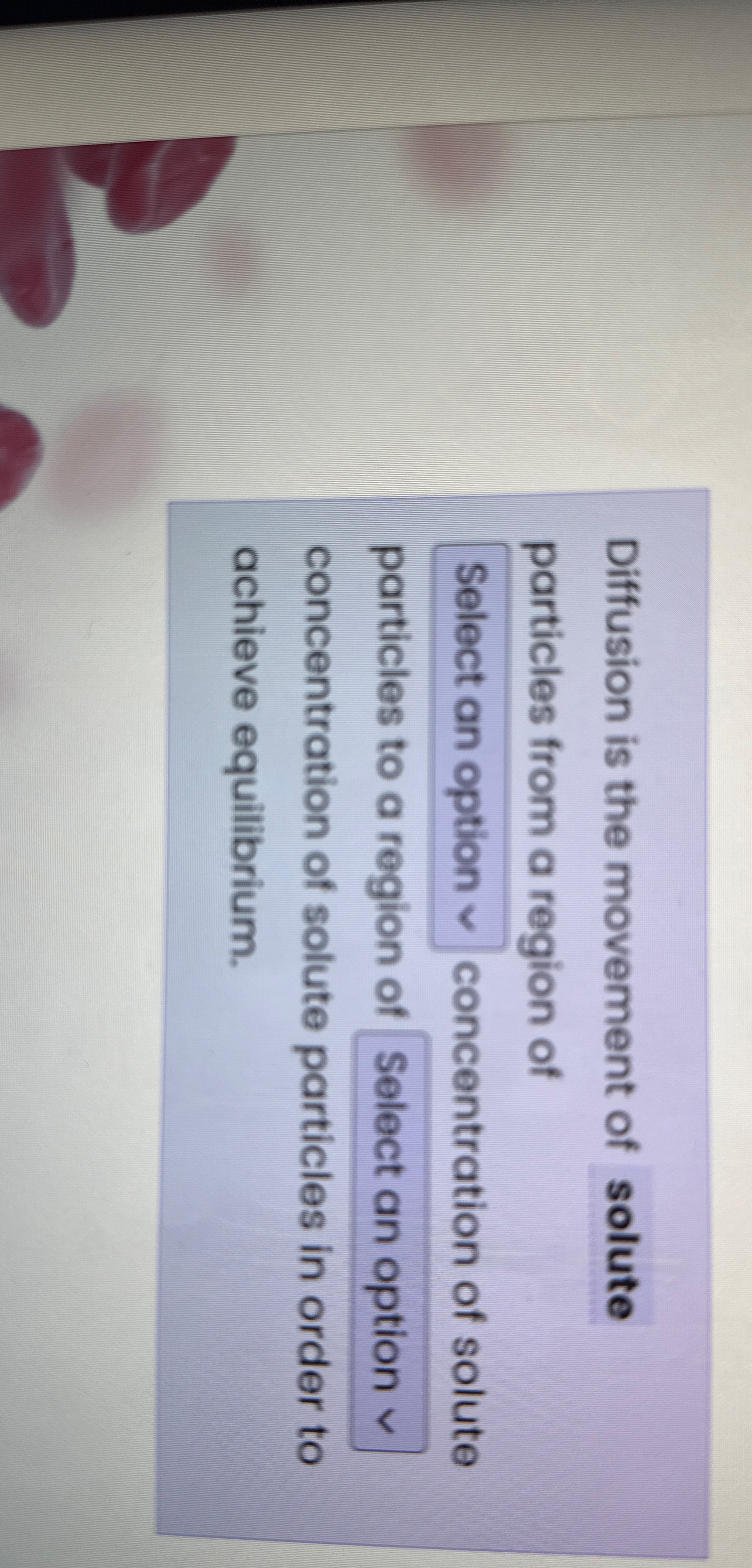 Solved Diffusion is the movement of solute particles from a | Chegg.com