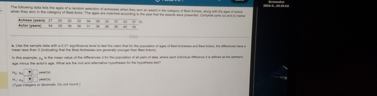 Solved ScreenshotThe following data lists the ages of a | Chegg.com