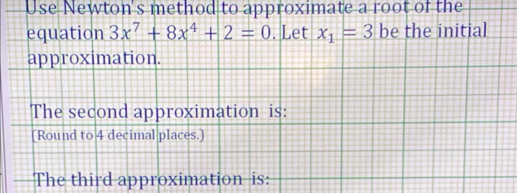 Solved Use Newton's method to approximate a root of the | Chegg.com