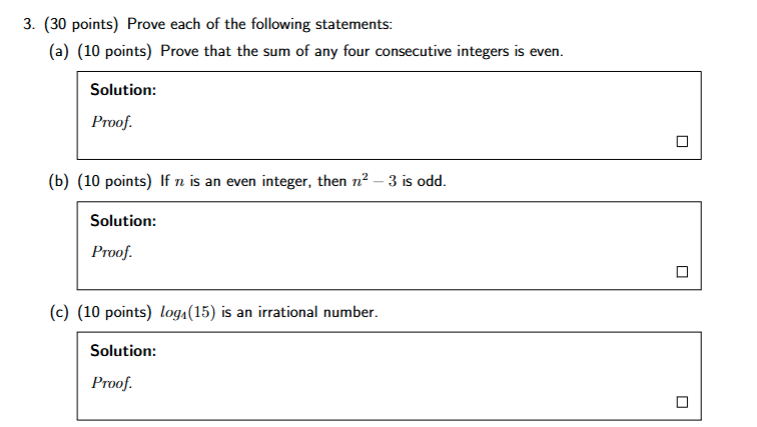 Solved 3. (30 ﻿points) ﻿Prove each of the following | Chegg.com